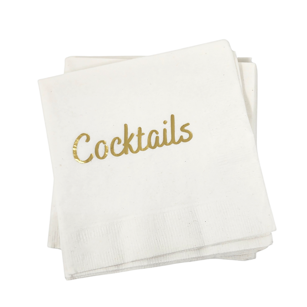 Cocktails Napkin Pack - White & Gold – Current Home NY